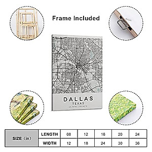 Dallas City Map, Texas Texas USA Minimalist Map, Map Print, City Map Poster, Modern Map Print, Weddi Poster Decorative Painting Canvas Wall Art Living Room Posters Bedroom Painting 20x30inch(50x75cm)