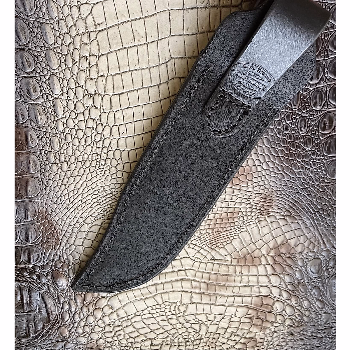 Carl Thomas Leathers Custom Leather Knife Sheath Fits Buck 120 Knife, Fixed Blade Knife Holder, Black, Sheath Only