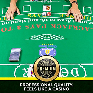 Tabletop Casino Felt Layout for Texas Holdem Poker and Blackjack - Premium Professional Grade Blackjack and Poker Mat for, Theme Party, Poker Night, Fundraisers & Gatherings