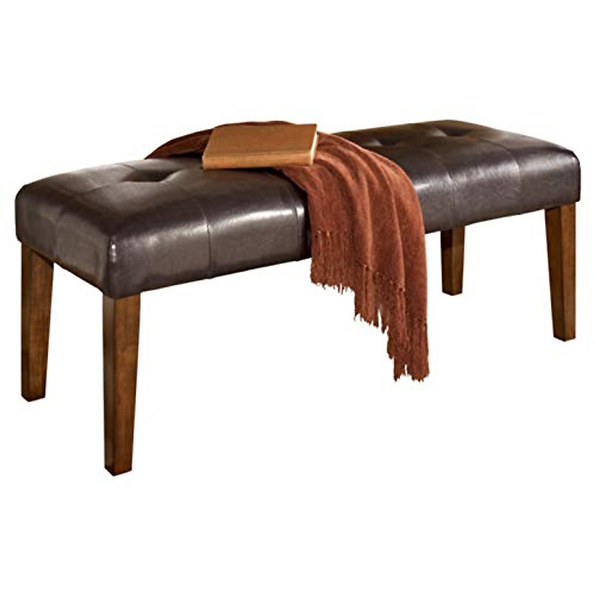 Signature Desig by Ashley Lacey Tufted Upholstered Dining Room Bench, Medium Brown