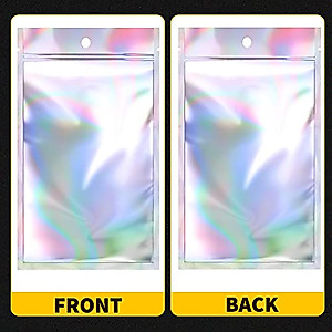 200 Pack Resealable Mylar Bags Smell Proof Pouch Aluminum Foil Packaging Plastic Ziplock Bag,Food Safe Small Mylar Storage Bags For Candy,Jewelry,Screw,2.8x3.9inch(Holographic Rainbow Color)