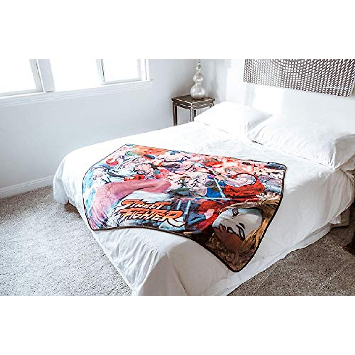 Street Fighter II: The World Warrior Plush Throw Blanket | Cozy Sherpa Wrap Covering For Sofa, Bed | Super Soft Lightweight Fleece Blanket | Geeky Home Decor | 45 x 60 Inches