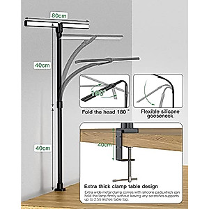 Dexnump 24W Desk Lamps for Home Office, 1200 Lumens Double Head Architect Desk Lamp with Clamp, Eye-Caring Computer Monitor Light (32 inch)