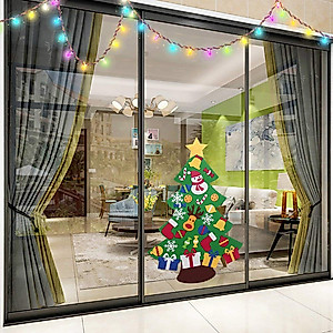 YEAHBEER Felt Christmas Tree for Kids,3.2FT DIY Christmas Tree with 30 Detachable Christmas Ornaments,Xmas Gifts, New Year Door Wall Hanging Decorations