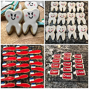 6Pcs Tooth Brush/Toothpaste/Teeth Cute Stainless Steel Cookie Cutter Fondant Cutter Baby Kids First Tooth Party Decorations Supplies Dentist Birthday Gift