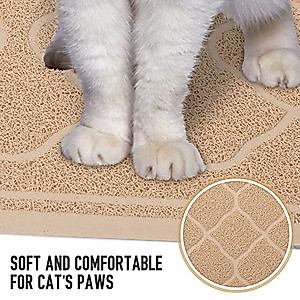 Heeyoo Cat Litter Mat, Large Kitty Litter Box Mat 47 x 35 Inches, Litter Trapping Mat with Waterproof and Non-Slip Backing, Keep Floors Clean, Soft on Kitty Paws