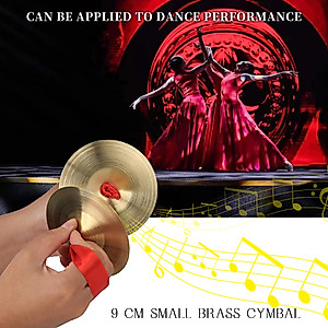 2Pcs Mini Copper Hand Cymbals 90mm Diameter Gong Band Rhythm Beats Percussion Musical Instrument for Parties, Dances, Belly Dances, Holiday Celebration