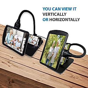 MagniPros 4X Magnifying Glass with Bright LEDs and Stand, Flexible Gooseneck Magnifying Desk Lamp w/USB Fast Charge & Tablet Stands for Reading Fine Print, Painting, Sewing, Crafts & Close Work