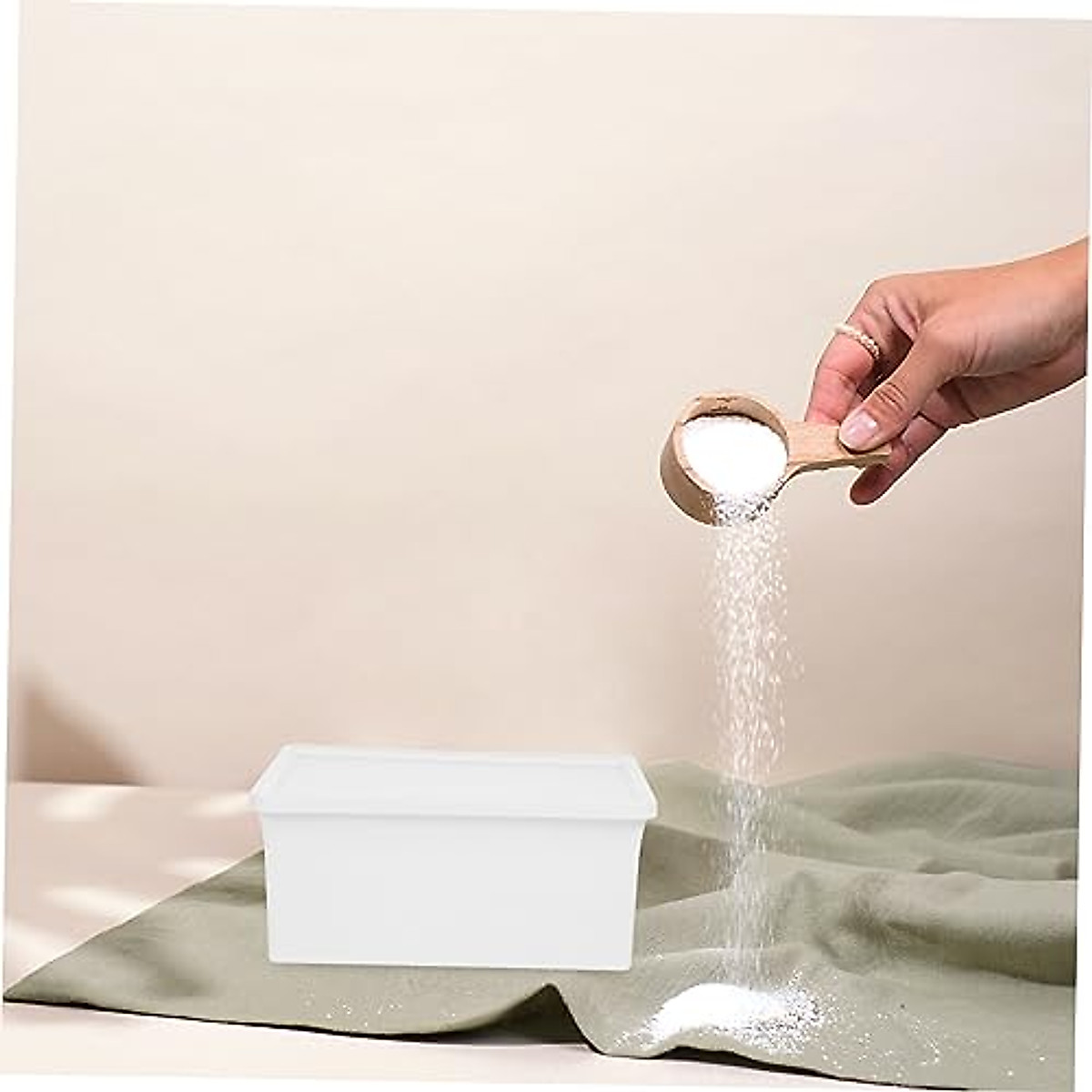 SOESFOUFU Box Sheet laundry storage box scent beads container Laundry Beads Container storage container laundry powder bin Large Capacity Bucket drawer plastic white washing powder