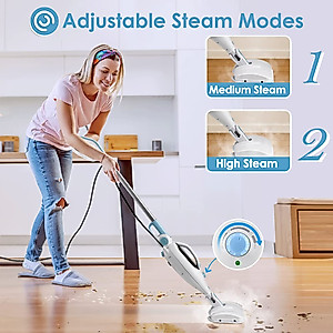 Steam Mop Cleaner 12-in-1 Handheld Steam Cleaner Detachable Floor Steamers for Hardwood Laminate Tile Floor, Multi-functional Steam Mops w/ 11 Accessories&2 Mop Pads for Home Use Carpet Kitchen Window