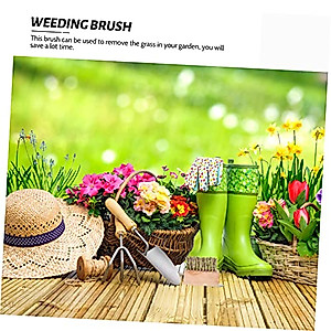 Yardenfun 2pcs Wire Weeding Brush Tile Tools Cleaning Brushes Tile Scrubber Carpet Cleaning Brush Floor Scrub Brush Garden Wire Brush Wooden Handle Brush Weeding Brush Garden Cleaning Supply