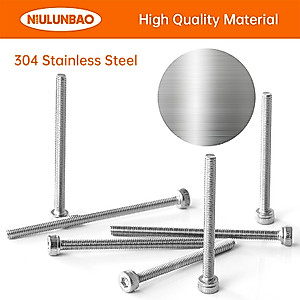 NIULUNBAO M3 x 30mm 35mm 40mm 45mm 50mm Hex Socket Head Cap Screws Bolts, 304 Stainless Steel, Metric Machine Fully Threaded, Bright Finish, Allen Hex Drive, Assortment Kit 100PCS