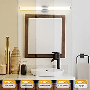 GREENLUX 36 INCH Round LED Vanity Light for Bathroom 5CCT 2700K/3000K/3500K/4000K/5000K Bathroom Lights Over Mirror Vanity Lighting Fixtures 30W(Chrome)