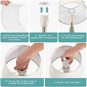 GyroVu Table Lamp Set of 2, 18.63” Ceramic Table Lamp Classic Beside Lamps Nightstand Lamp Modern Table Lamp for Living Room, Bedroom & Office Rocker Swtich Sage Green-LED Bulbs Included