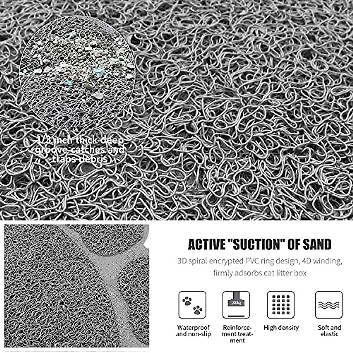 Cat Litter Mat, GOLDCHAMP Premium PVC Feeding Mat with Non-Slip & Waterproof Back Easy to Clean, for Small Size Pet 30 * 40cm 2PCS