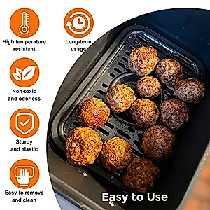 Air Fryer Grill Pan for Ninja Air Fryers, 2 Packs 8QT 10 QT Air Fryer Crisper Plate Grill Plate Tray Accessories with Rubber Bumpers for Ninja Foodi DZ201 DZ401 DZ550 AD350 Air Fryer, Dishwasher Safe