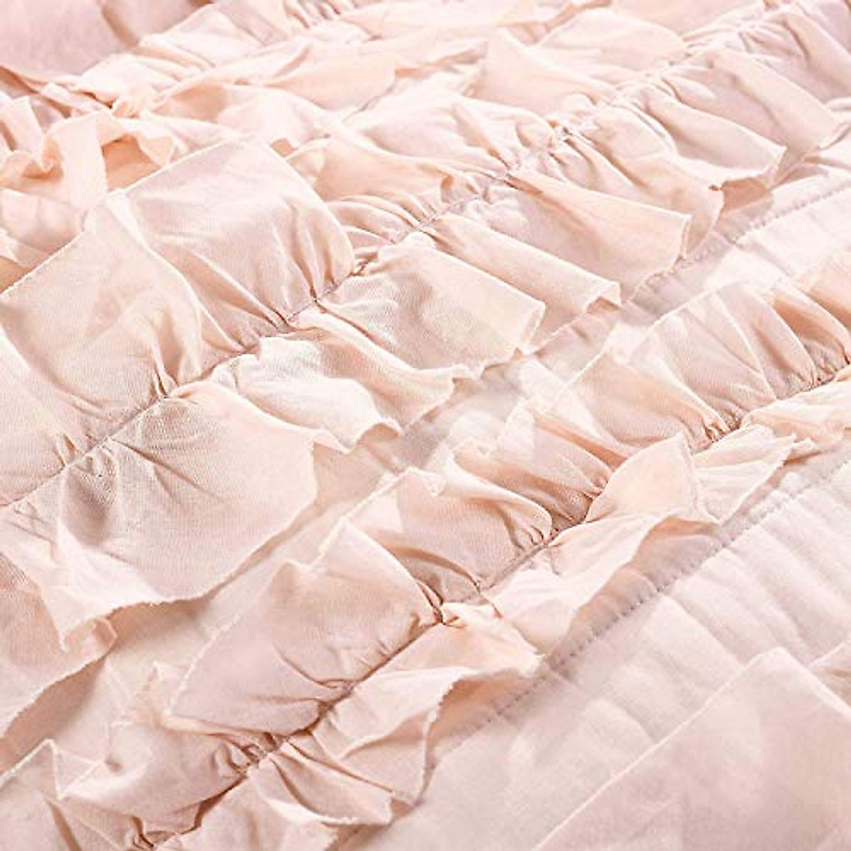 Lush Décor Belle 3 Piece Ruffled Quilt - Pink Blush - Full/Queen Quilt Set