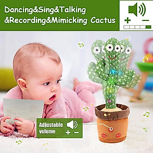 MILEGI Volume Adjustable Dancing Cactus Talking Cactus Baby Toys Singing Toys, Baby Cactus Repeating What You Say Baby Boy Toys Imitation Toys Glowing Musical Toys Children's Toys