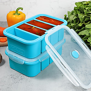 Webake 1 Cup Silicone Freezer Molds with Lids 2 Pack, Easy Release Soup Freezing Containers, Perfect for Meal Prep, Fruits, Soup, Food Storage, Broth, Leftovers