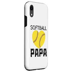 iPhone XR Softball Papa For Men Family Matching Yellow Softball Papa Case