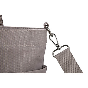 Iswee Canvas Tote Bag with Zipper Multi Pockets Tote Purse for Women Fashion Crossbody Tote Shoulder Bag Handbag Everyday Bag(Grey)