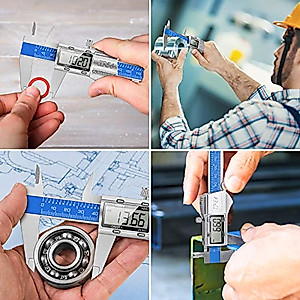 Digital Calliper, 150 mm Stainless Steel Measuring Gauge Measuring Tools Splashproof Dustproof with Replacement Battery and Large Display for Household and Industry