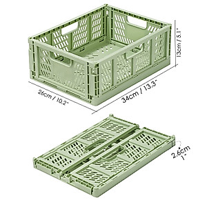 Phyllia 4 Pack Plastic Storage Baskets, Pantry Organizer Basket Bins with Handles, Foldable Storage Baskets for Organizing Shelves Closet Home Kitchen Bathroom Office (Green, 13.3"x10.2"x5.1")
