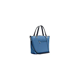 COACH Kacey Satchel In Colorblock Signature Canvas (SV/Sky Blue Multi)