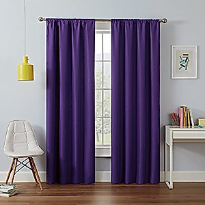 ECLIPSE Kendall Modern Blackout Thermal Rod Pocket Window Curtain for Bedroom or Living Room (1 Panel), 42 X 63, Purple