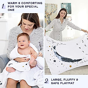 Luka&Lily Baby Milestone Blanket Boy - 60"x40" Moon Baby Month Blanket for Boys - First Year Calendar Monthly Growth Chart - Baby Boy Shower Gifts