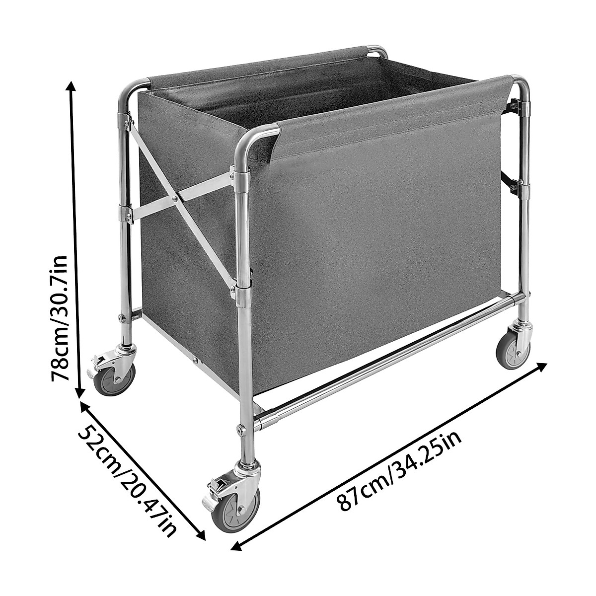 Laundry Basket With Wheels, 1 Section Rolling Laundry Hamper, Laundry Cart With Wheels Laundry Sorter Laundry Bags 34.25 x 20.47 x 30.7 Inches, Grey