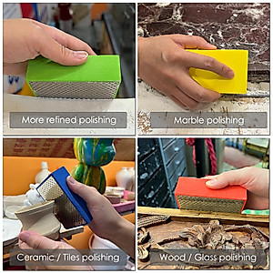 Bstansion 6 Pack Diamond Polishing Pads, Diamond Sanding Blocks for Tile Glass Ceramic Wood Marble Metal, Tile Tools Foam Backing Diamond Sanding Pads Grit 60#,100#,200#,400#,600#,1000#