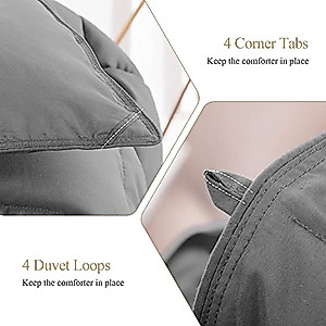 Amazon Brand - Pinzon All-Season Down Alternative Comforter with Duvet Tabs，Grey