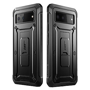 SUPCASE Unicorn Beetle Pro Series Case for Google Pixel 6 (2021 Release), Full-Body Rugged Belt-Clip & Kickstand Case with Built-in Screen Protector (Black)