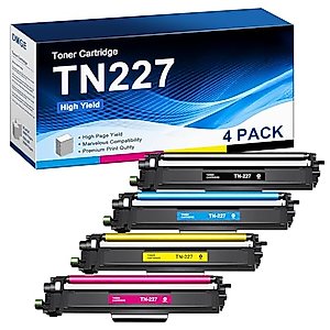 TN227 High Yield Toner Cartridges 4 Pack - Compatible Replacement for Brother TN227 TN223 TN-227 Work with HL-L3290CDW HL-L3210CW MFC-L3770CDW MFC-L3750CDW MFC-L3710CW Printer