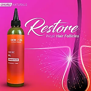 Uhuru Naturals Chebe Hair Growth Oil (4 oz) – African Chebe Serum Treatment & Essential Oils - Natural Repair, Growth & Moisture For Dry Scalp & Hair