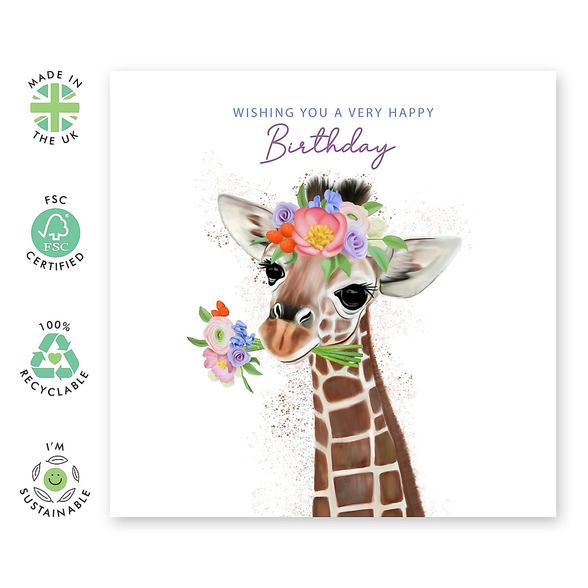 CENTRAL 23 Happy Birthday Card For Her - For Sister Niece Daughter - Floral Giraffe - Cute Birthday Wishes For Women - Gifts For Mom Aunt Grandma - Comes With Fun Stickers And Envelope
