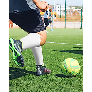 CWVLC Soccer Socks Mens Womens 3 Pairs Football Sport Team Athletic Knee High Long Tube Cotton Compression Socks Black Large (10-13 Women/8-12 Men)