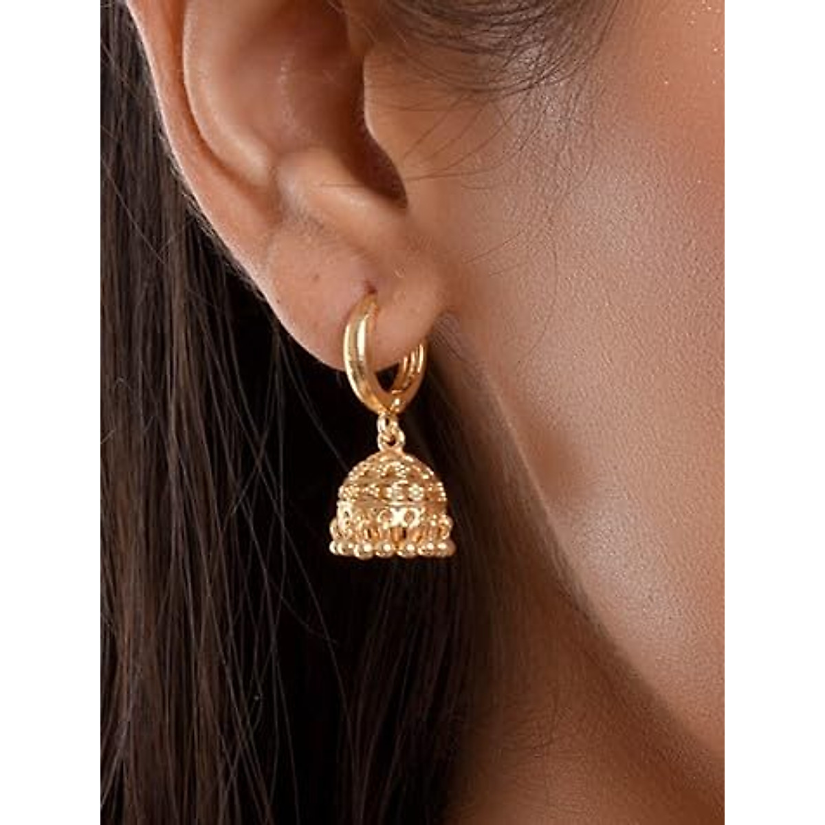 Efulgenz Gold Tone Jhumka Jhumki Hoop Earrings Indian Earrings for Women Traditional Bollywood Jhumka Jhumki Dangle Earrings Set for Women Indian Jewelry for Women Earrings