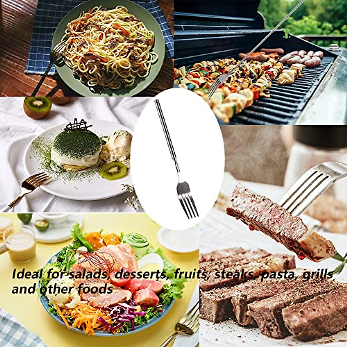Adjustable Telescopic Fork,Stainless Steel Dinner Fork,BBQ Extendable Dinner Fruit Dessert Long Handle Fork,for Eating, Barbecue, Dinner, Dessert, Sausage, Vegetable(8.7~25.4in)
