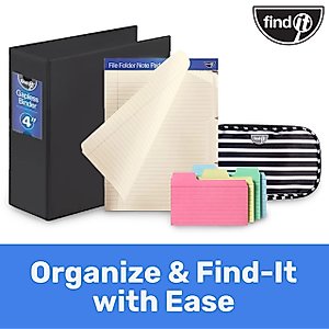 Find It File Folder Notepad - Pack of 12-9.5 x 12.5 Inch Notebook Organizer Folders for Filing, Document, and Clipboard Organization - Cream