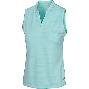 Three Sixty Six Women’s Collarless Golf Polo Shirt - Dry Fit, Breathable, Compression Golf Tops Aqua Blue