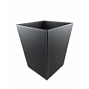 Hospitality Source Black Leatherette Waste Bin for Hotel, Office, Dorm or Home use. Commercial Quality Construction for The Hospitality Industry