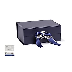 SKETCHGROUP Navy Blue Gift Box with 2 Ribbons for Luxury Packaging-Magnetic Closure- Sturdy-Foldable-Keepsake box (A5 SIZE)