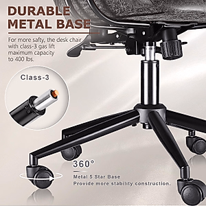 VITESSE Ergonomic Home Office Desk Chair Modern Leather Computer Chairs, High Back Lumbar Support Suede Fabric Executive Height Adjustable Rolling Swivel Task Chair with Padded Armrest (Dark Grey)