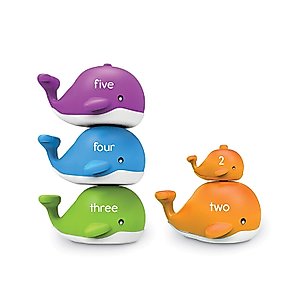 Learning Resources Snap-n-Learn Stacking Whales, Educational Toys ,Fine Motor, Counting & Sorting Toy, Shape Sorting, 15 Pieces, Ages 2+