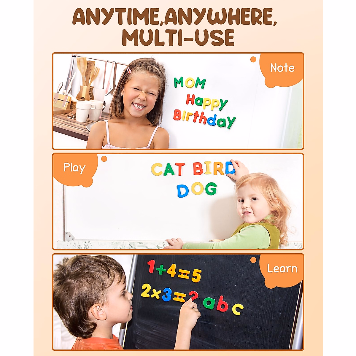 JoyCat 78 Pieces Magnetic Letters Numbers Alphabet Fridge Magnets ABC 123 Preschool Educational Learning Plastic Colorful Toy Set Uppercase Lowercase Math Symbols for Toddlers Kids