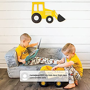 Delta Children Convertible Sofa and Play Set for Kids and Toddlers Modular Foam Couch and Flip Out Lounger with 2 Ottomans, Grey