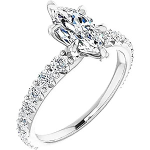 Moissanite World Dainty Intersecting Engagement Ring,Marquise Cut 2.00CT, Colorless Moissanite Ring, 925 Sterling Silver, Solitaire Engagement Ring, Wedding Ring (9)