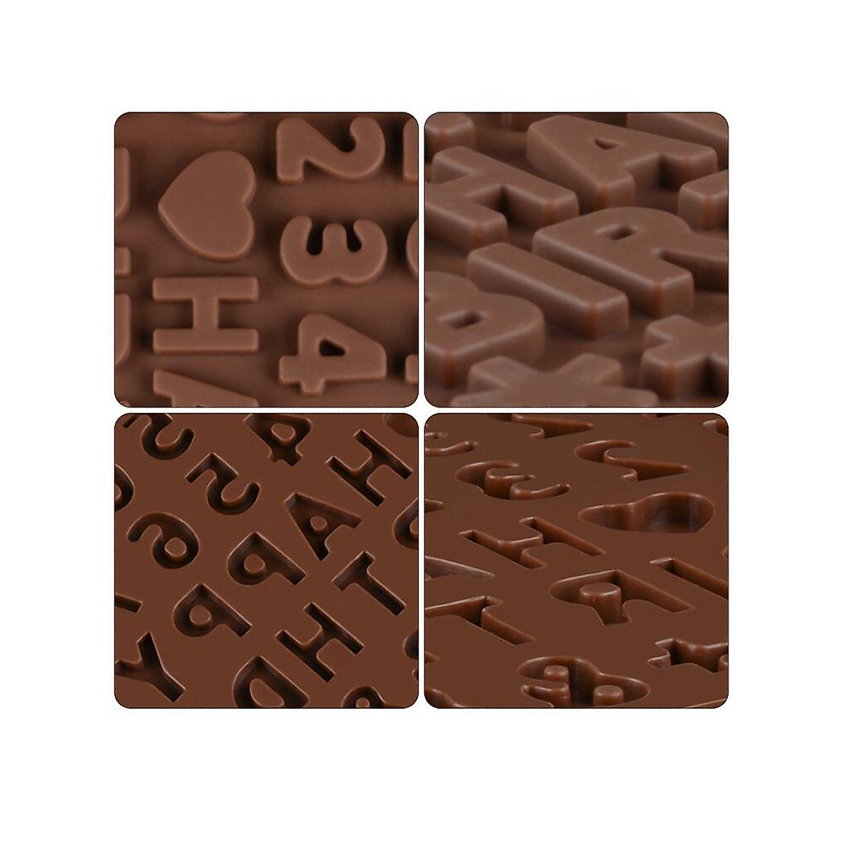 Silicone Letter Mold and Number Chocolate Molds with Happy Birthday Cake Decorations Symbols 2pcs
